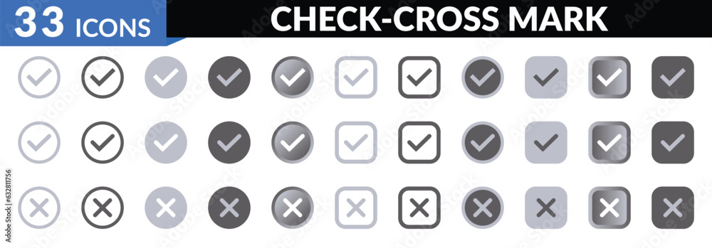 Vetor de Check mark-cross mark icons collection - Vector. do Stock ...