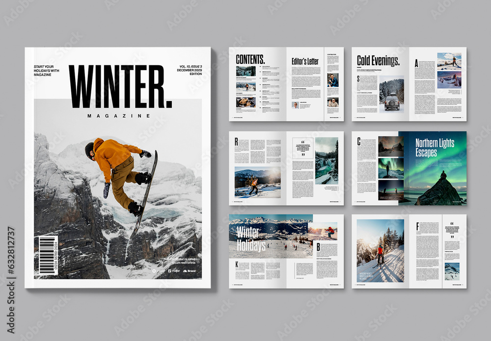 Modern Magazine Layout Stock Template | Adobe Stock