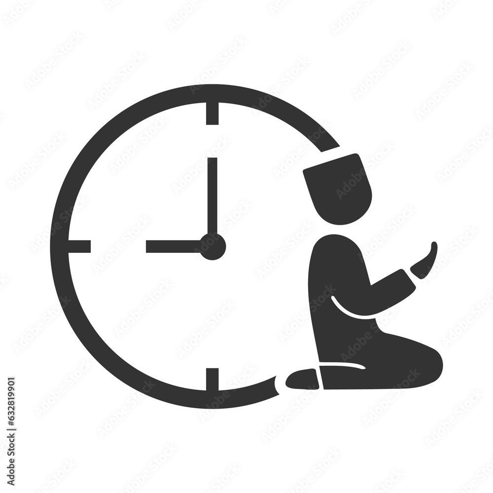 Vector illustration of prayer time icon in dark color and transparent ...