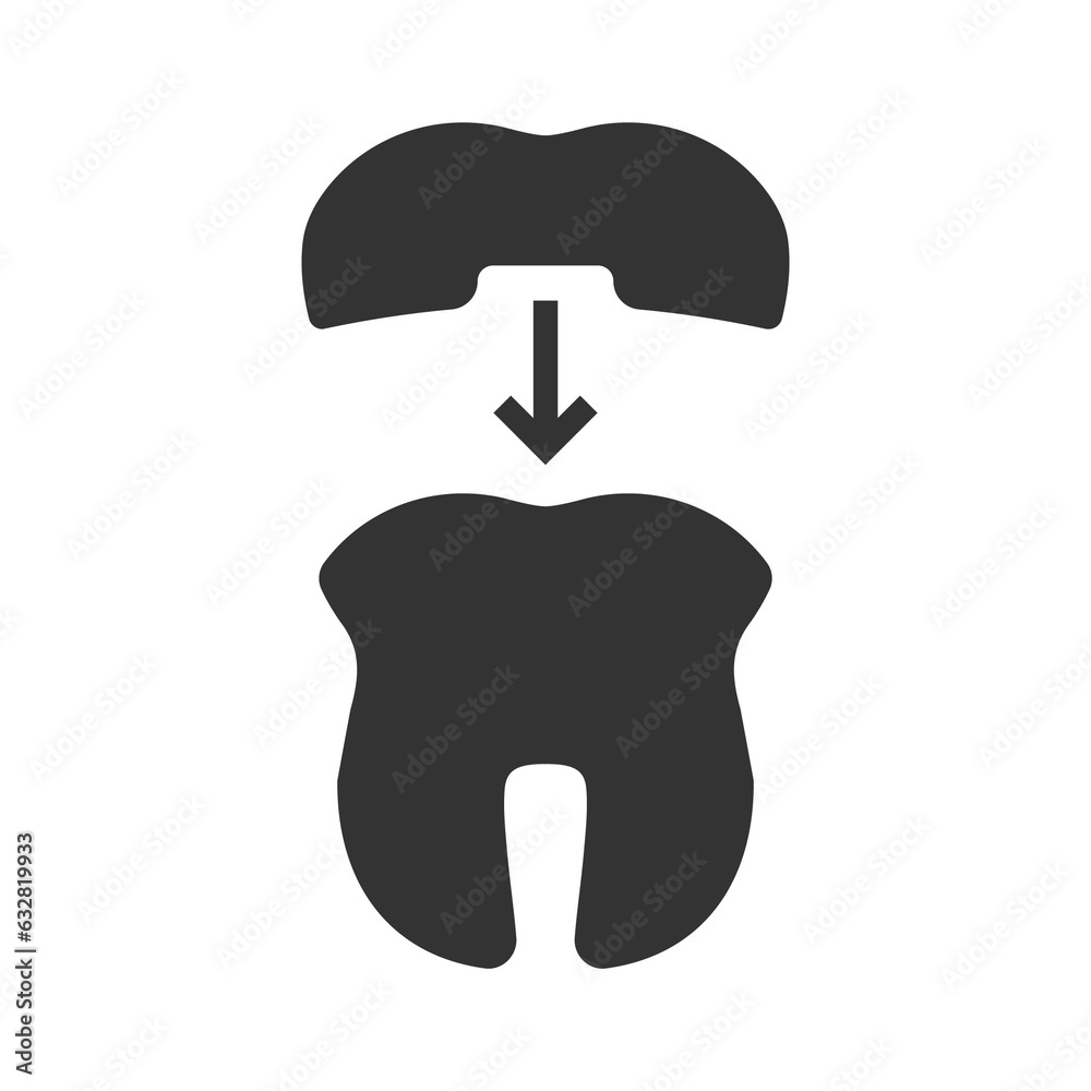 Vector illustration of tooth filling icon in dark color and transparent ...