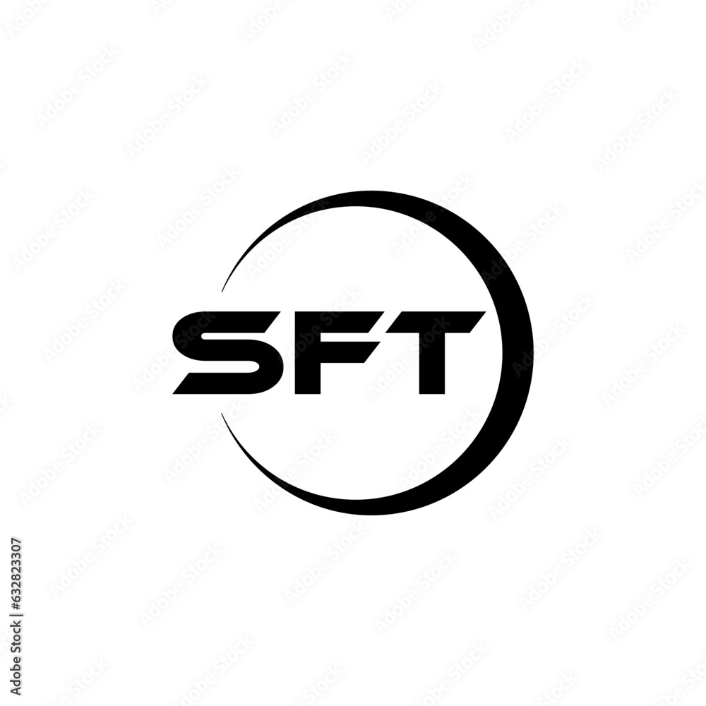SFT letter logo design with white background in illustrator, cube logo ...