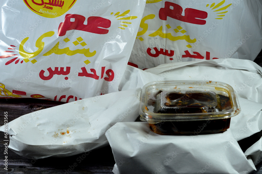 Cairo, Egypt, August 3 2023: 3am Bashandy falafel and fava beans ...