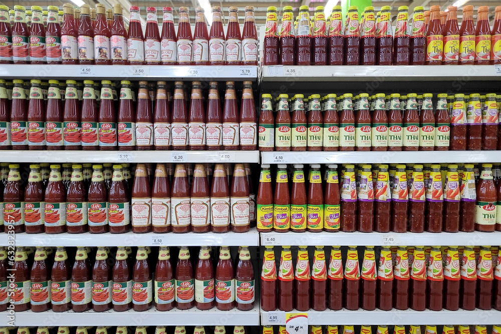 PENANG, MALAYSIA - 11 JULY 2023 : Various brand of local and imported ...