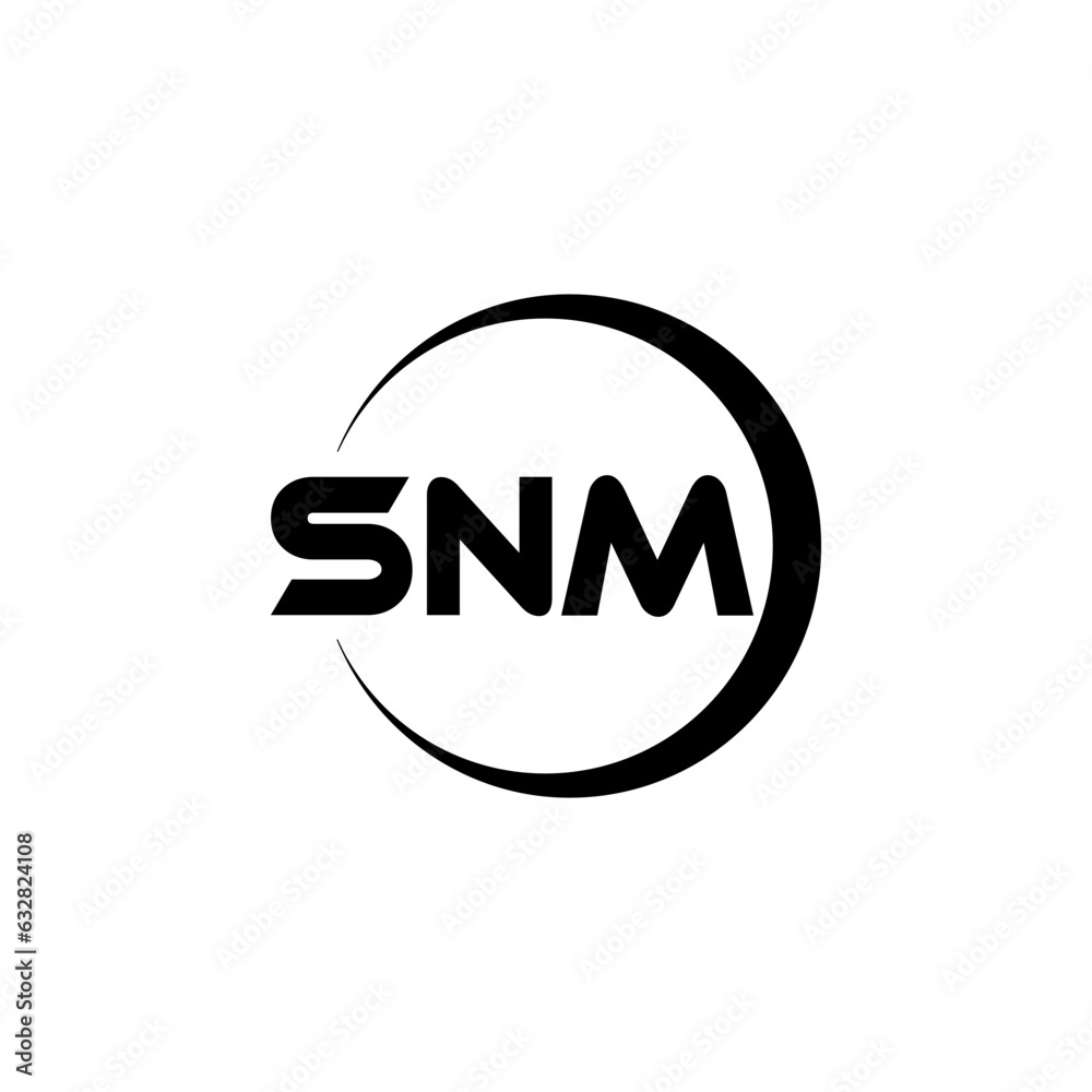 SNM letter logo design with white background in illustrator, cube logo ...
