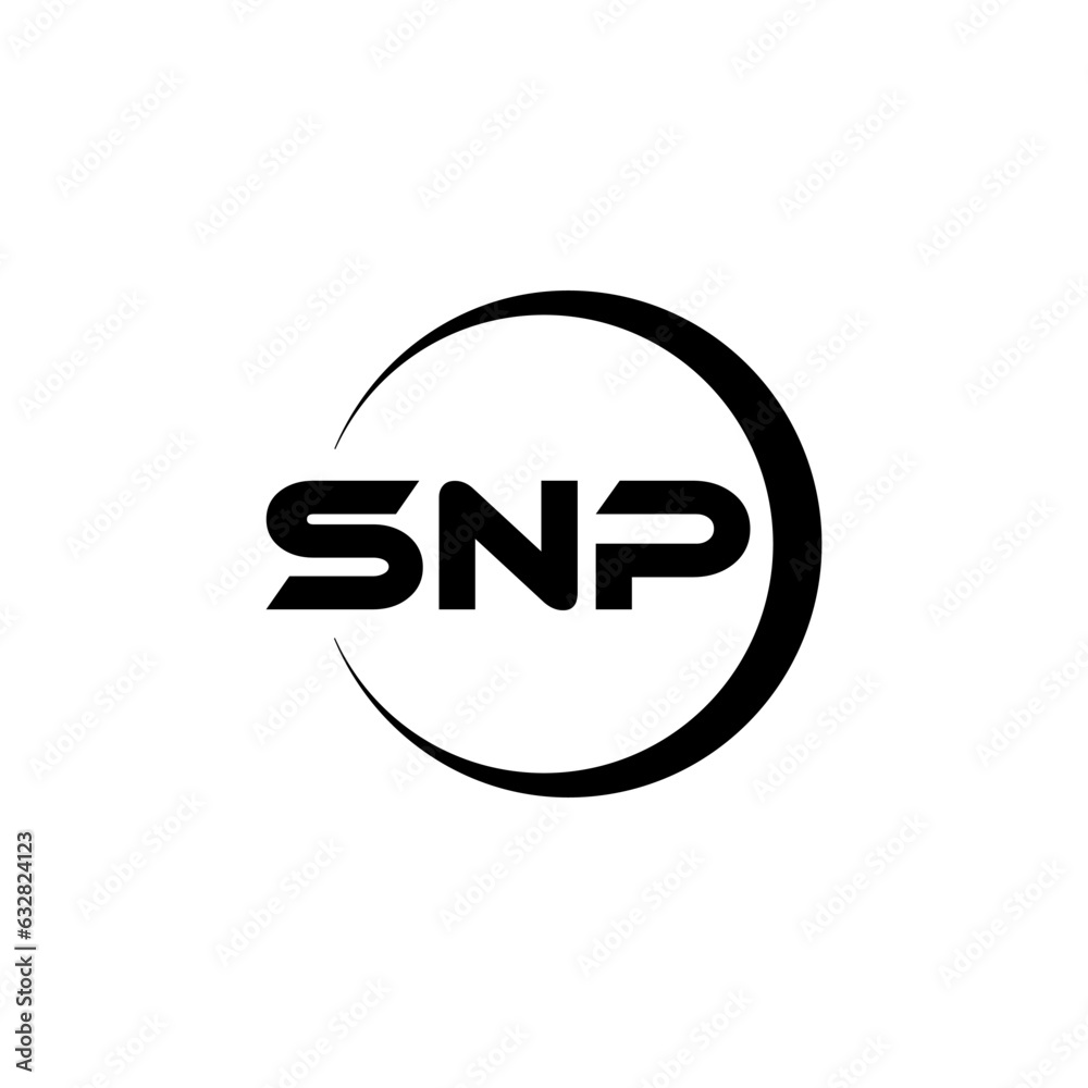 SNP letter logo design with white background in illustrator, cube logo ...