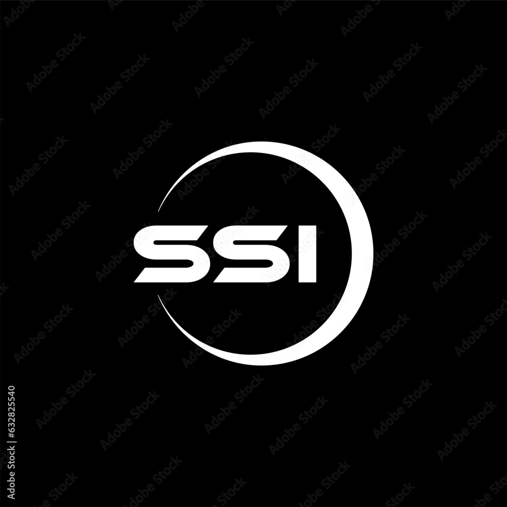 SSI letter logo design with black background in illustrator, cube logo ...
