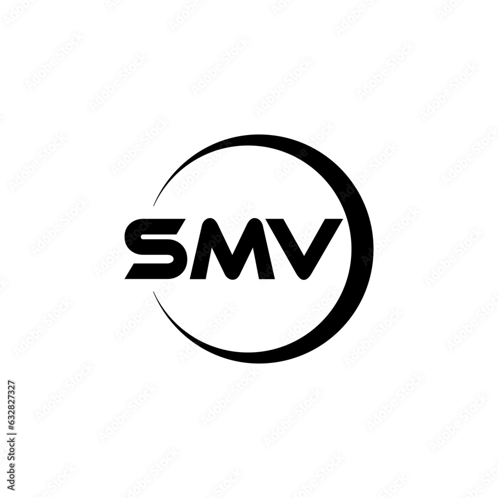 SMV letter logo design with white background in illustrator, cube logo ...