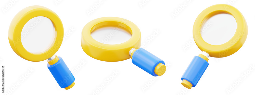 Magnifier glass yellow optical tool search analysis icon 3d ...