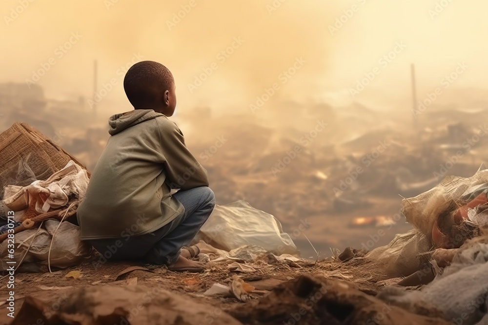 poor african kid in a landfill Stock Photo | Adobe Stock