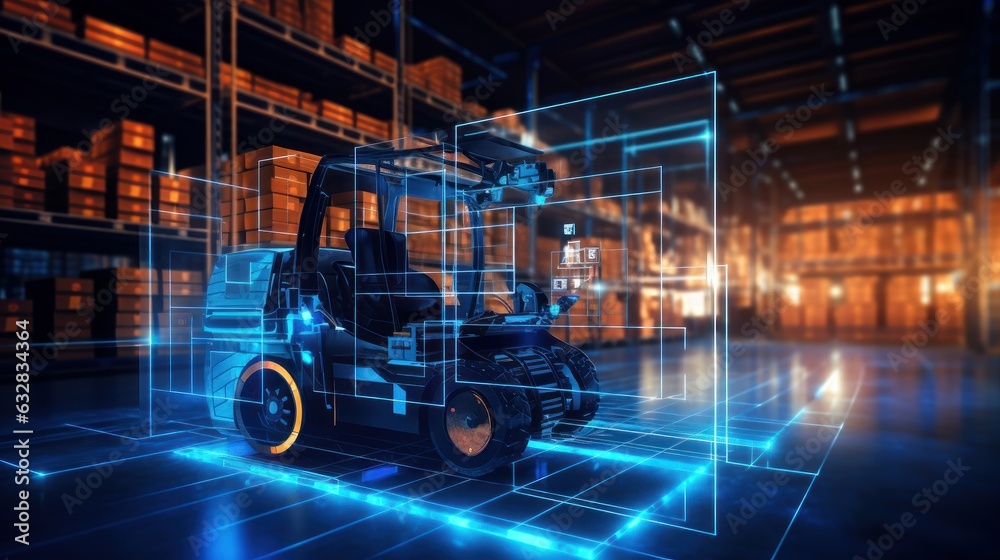 Autonomous Forklift Drives on the Warehouse with Sensors Scanning ...