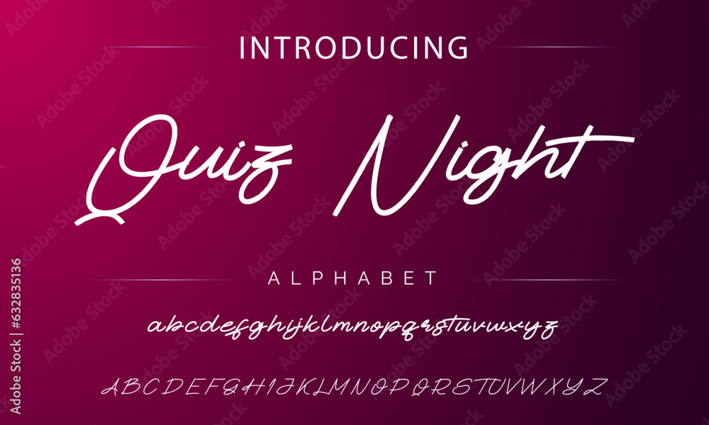 Quiz Night Font Handwritten Signature Brush Font Type Font lettering ...