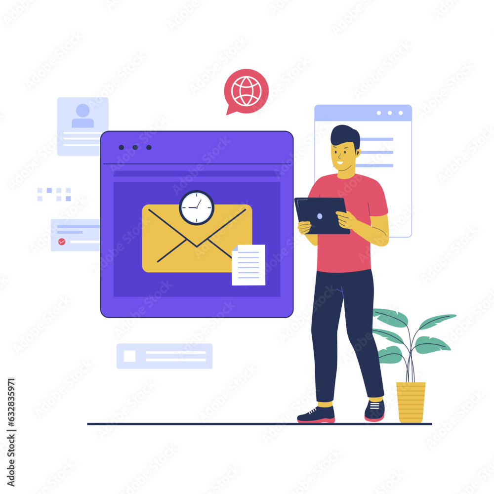 Vector concept of email draft. Flat vector illustration isolated on ...