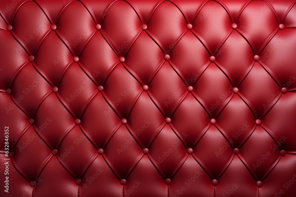 Padded red leather upholster pattern. Quilted leather texture with ...
