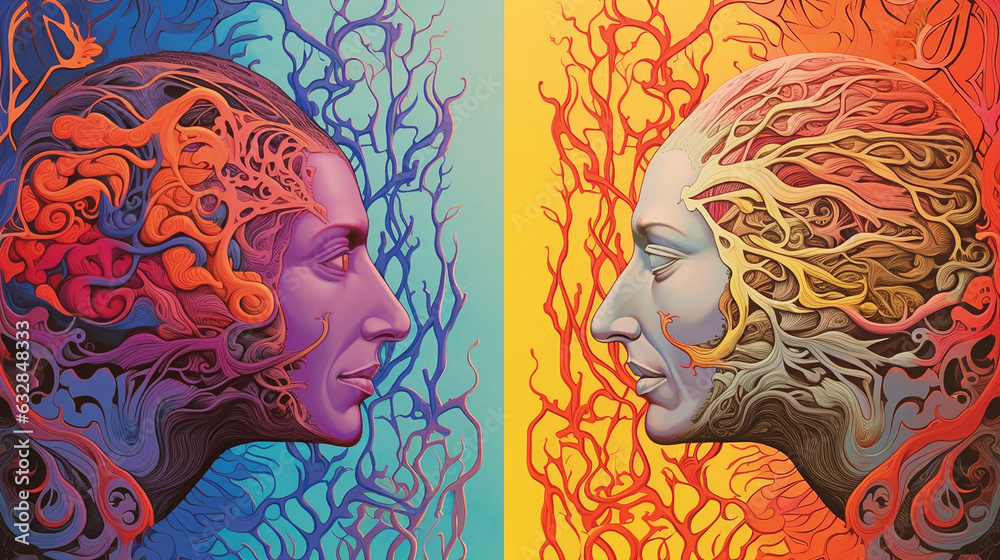 Concept art of a human brain ai generative brain psychology. Close up ...