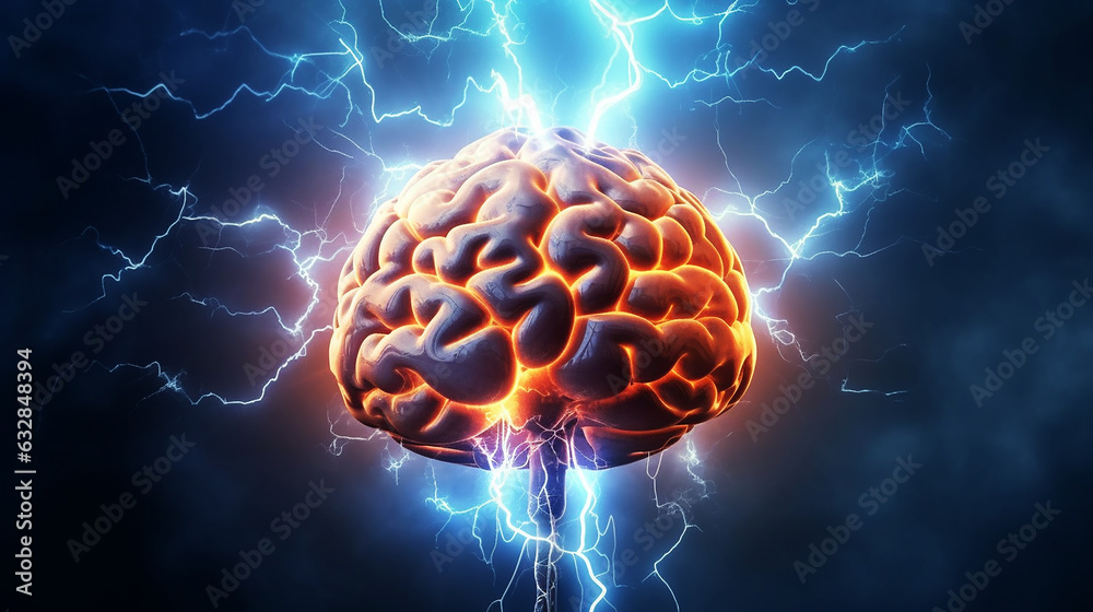 Concept art of a human brain ai generative brain psychology. Close up ...