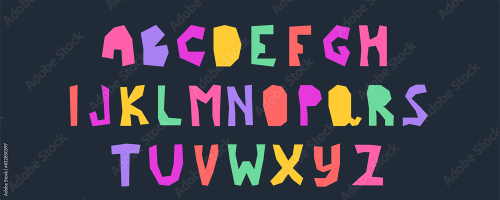 Font funky alphabet for kids. Playful font childich design. Cute letter ...