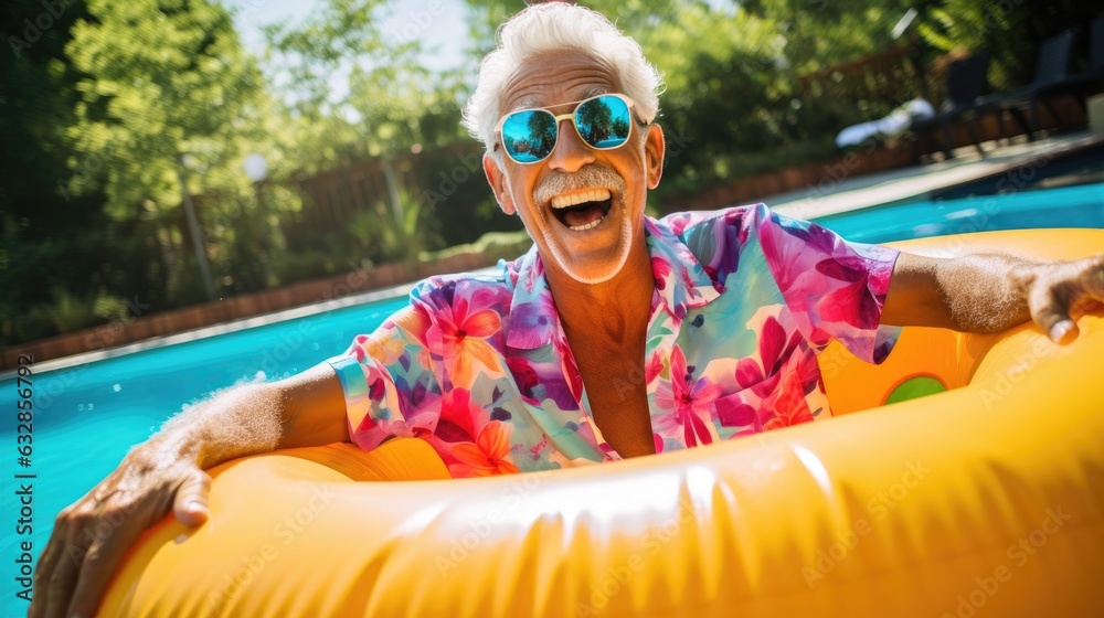 Photography of a pleased, man in his 70s that is wearing a bright ...