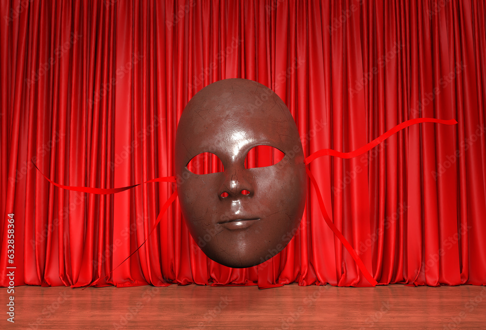 theater stage and theatrical mask, Red Curtain and Theater Stage Image ...