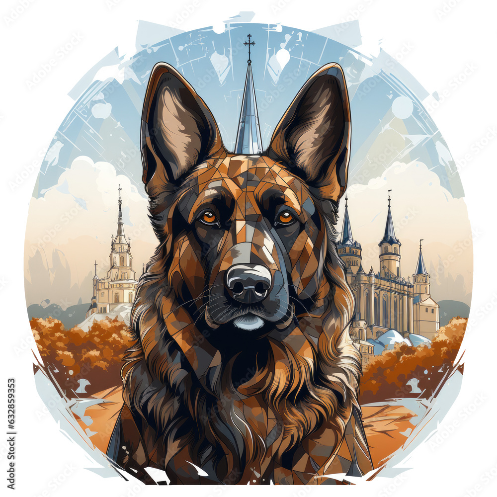 German Shepherd dog t-shirt design portraying a loyal dog as a ...