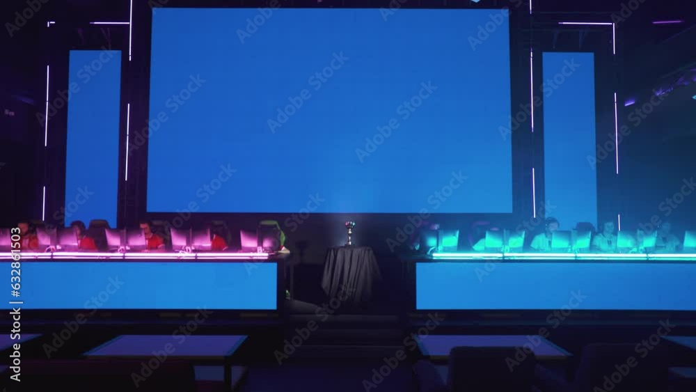 International game tournament, two teams of esports players plays a ...
