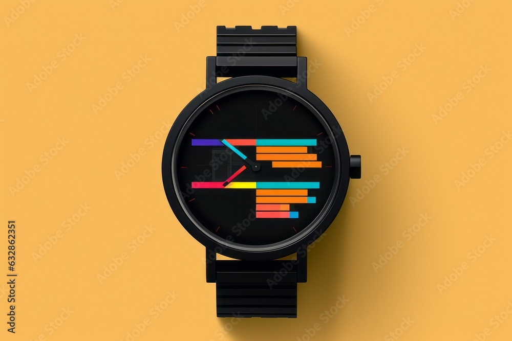 Wrist watch in modern and retro style by luxury color design Created ...