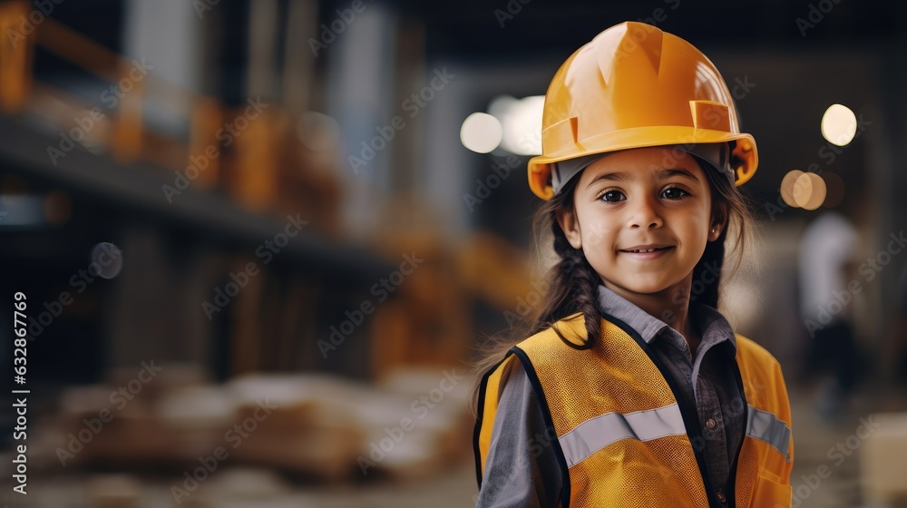 Photography of a pleased, child girl that is building a structure ...