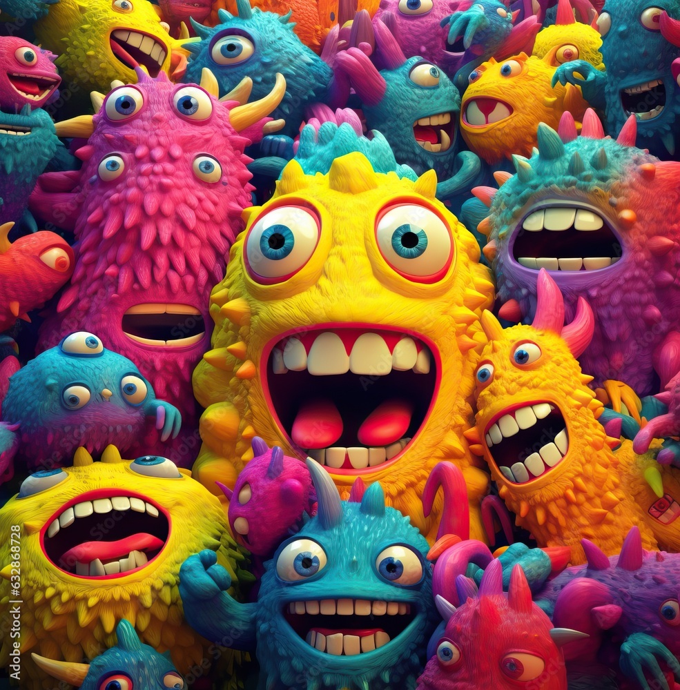 Funny monsters background Stock Illustration | Adobe Stock
