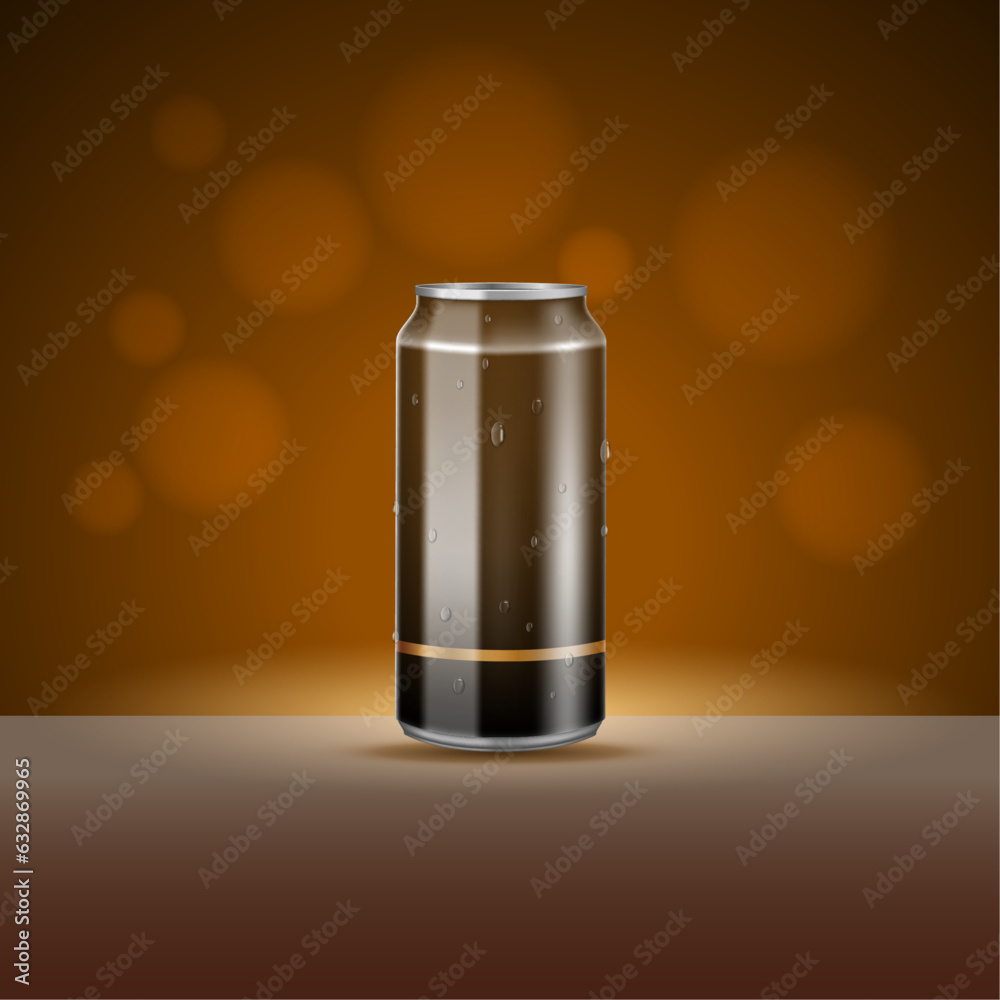 Realistic Aluminum Can With Water Drops, Brown Energy Drink Beer, Soda ...