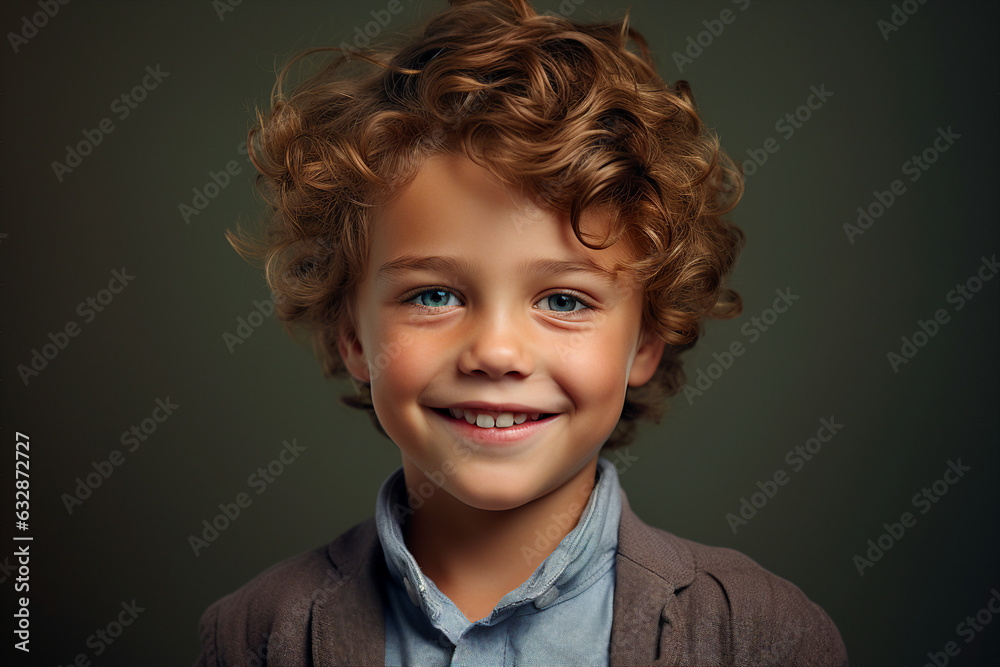 Generative AI picture image adorable cute little age kid boy smiling ...