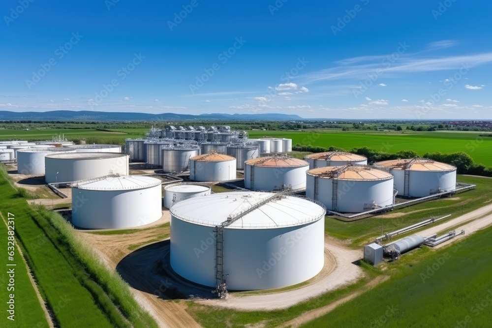 Tank farm with rows of oil storage tanks. Stock Photo | Adobe Stock
