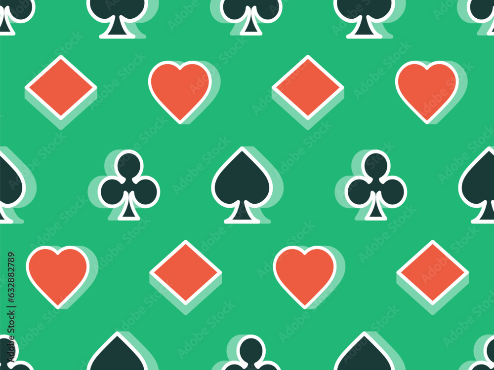 Seamless pattern with card suits: diamonds, hearts, clubs, spades in 3d ...