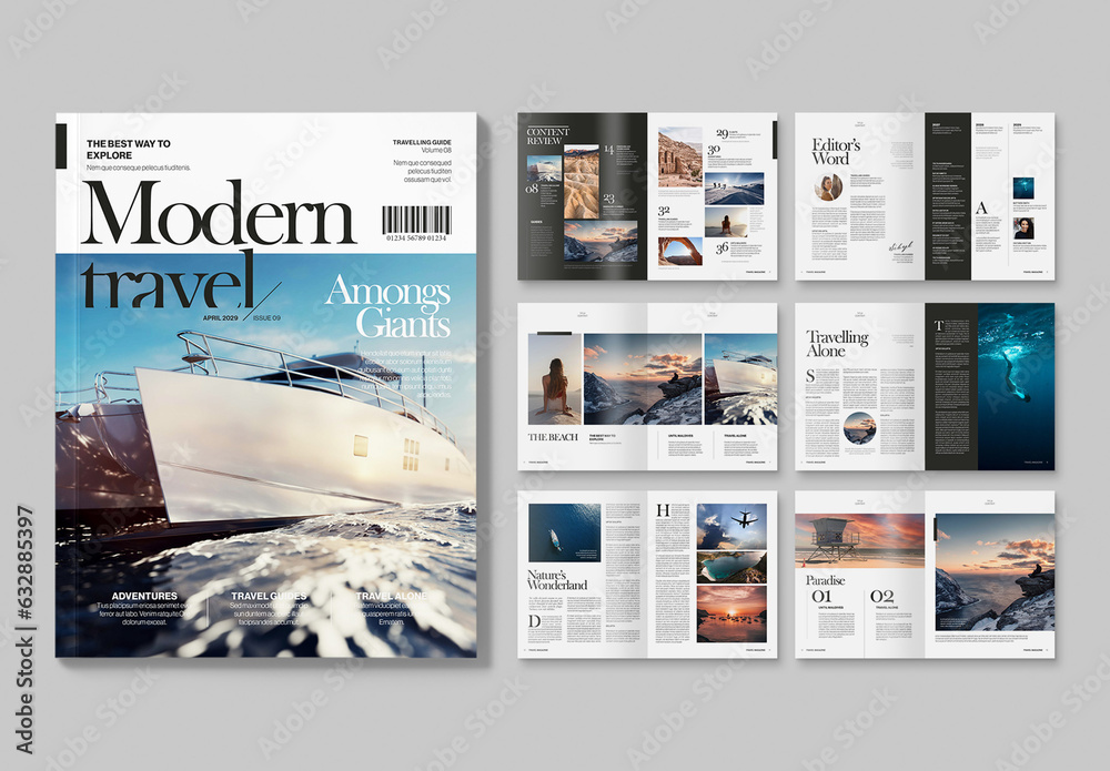 Luxury Travel Magazine Layout Stock Template | Adobe Stock