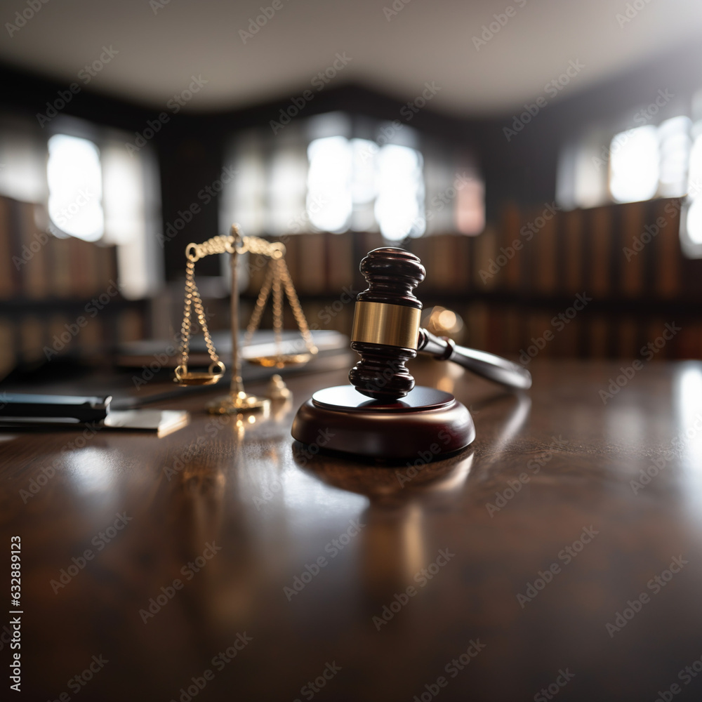 Judges gavel and scales, symbol of law and judiciary. AI generative ...