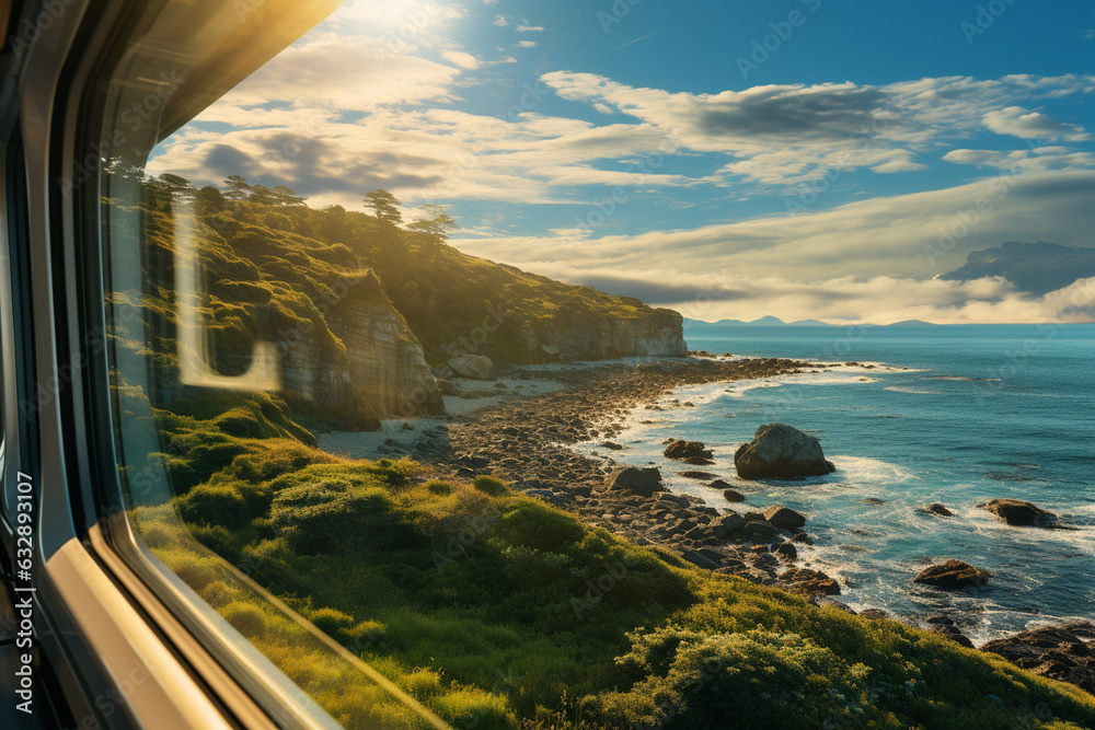 train journey along a coastal route, enjoying breathtaking views of the ...