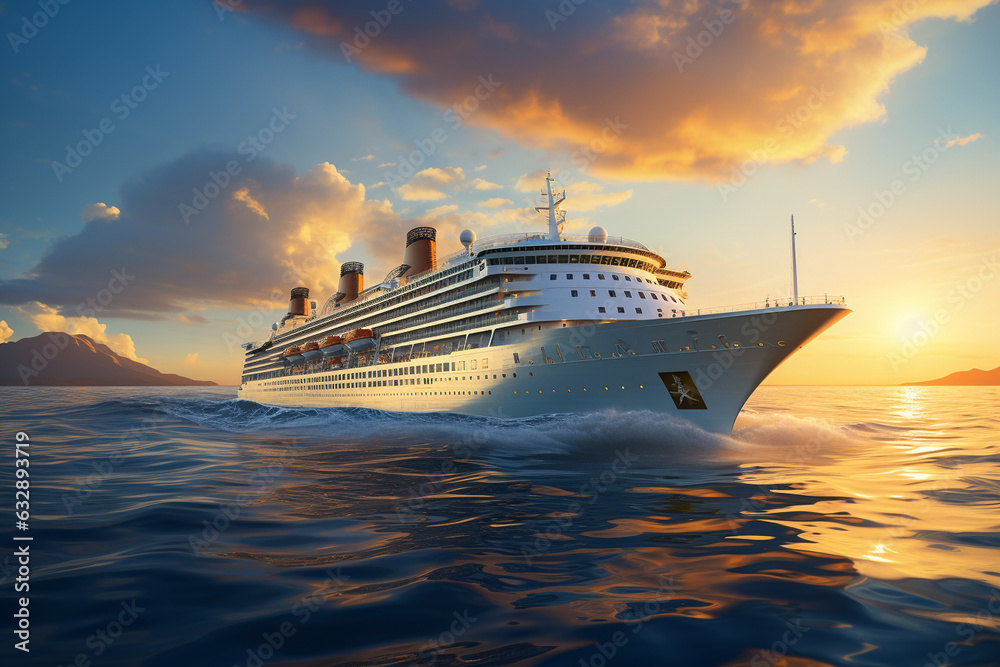 classic transatlantic cruise, sailing across the open ocean, capturing ...