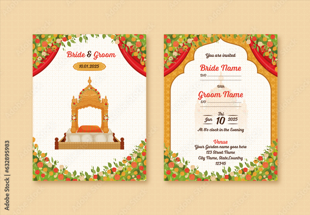 Exquisite Floral Decorated Indian Hindu Wedding Invitation Card ...