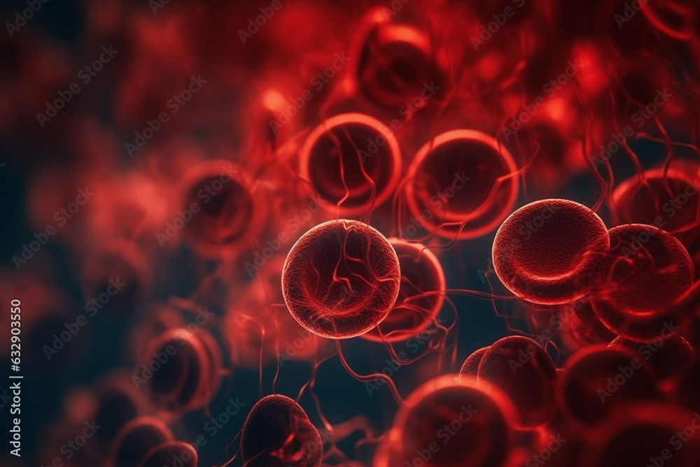 An image of blood cells flowing through a blood vessel, taken under a ...