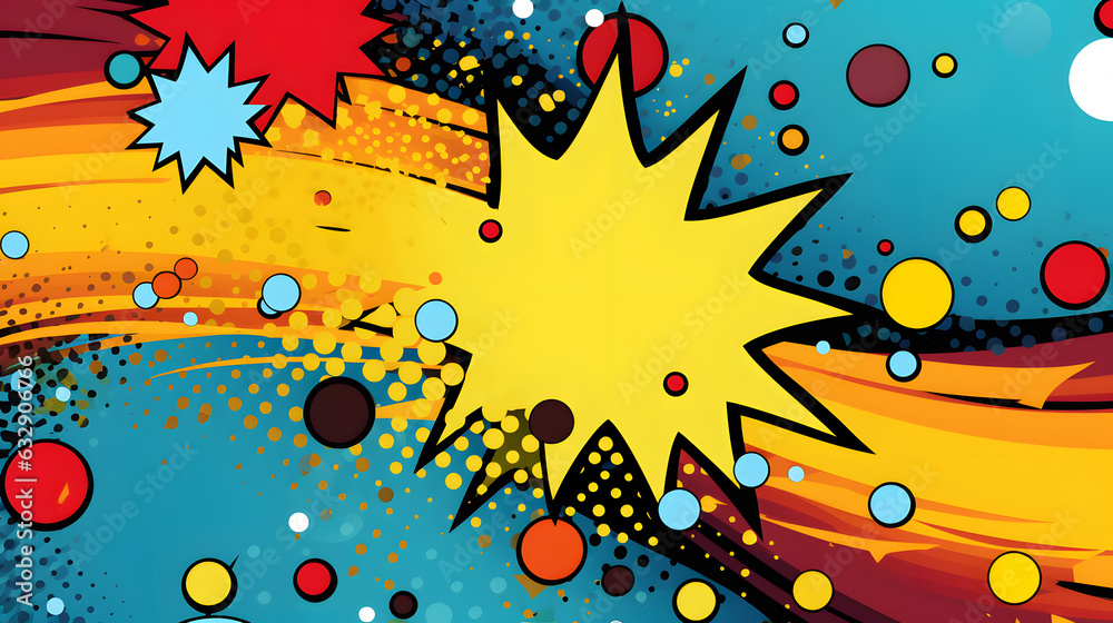 A pop art style with comic bubbles, dots. Comic art illustration ...