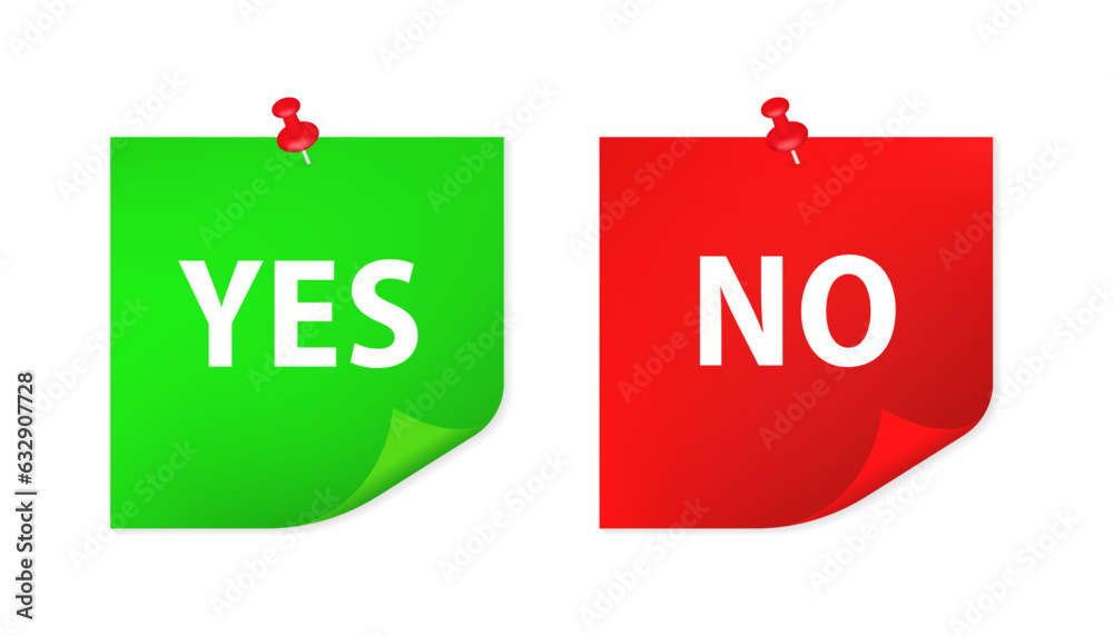 Sticky notes paper with push pin. A sheet of green and red paper with a ...