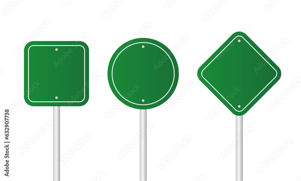 Realistic blank green street and road signs isolated vector. Set of ...