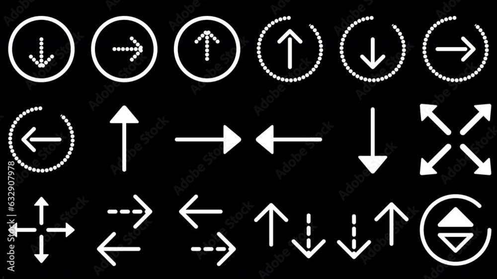 Dotted and flat design arrow collection, 4k video animation. Animated ...