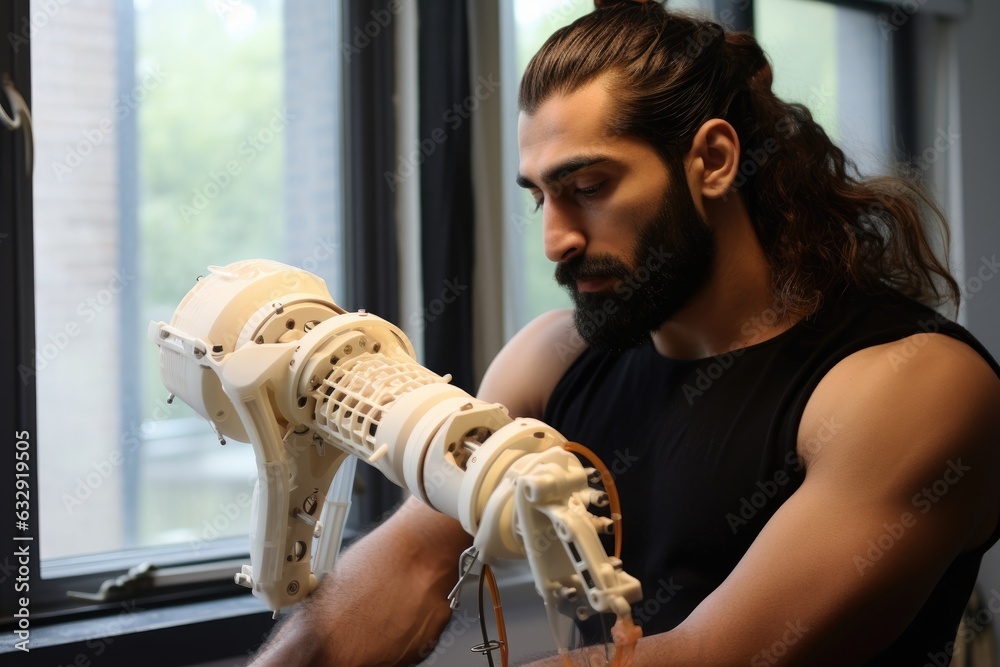 3d printed prosthetic arm attached to a wheelchair Stock Illustration ...