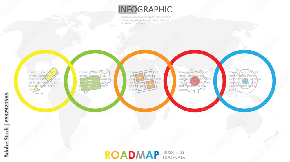 bussiness diagram circular layout chart project timeline diagram with 5 ...