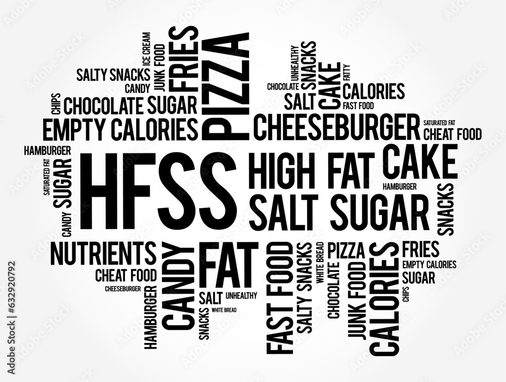HFSS (High Fat Salt Sugar) acronym - term for food and beverage ...