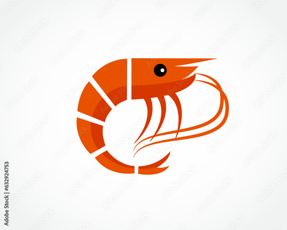simple jump prawn shrimp sea food logo icon symbol design template ...
