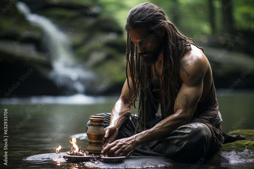 spiritual ritual conducted outdoors, where the intermingling of earth ...