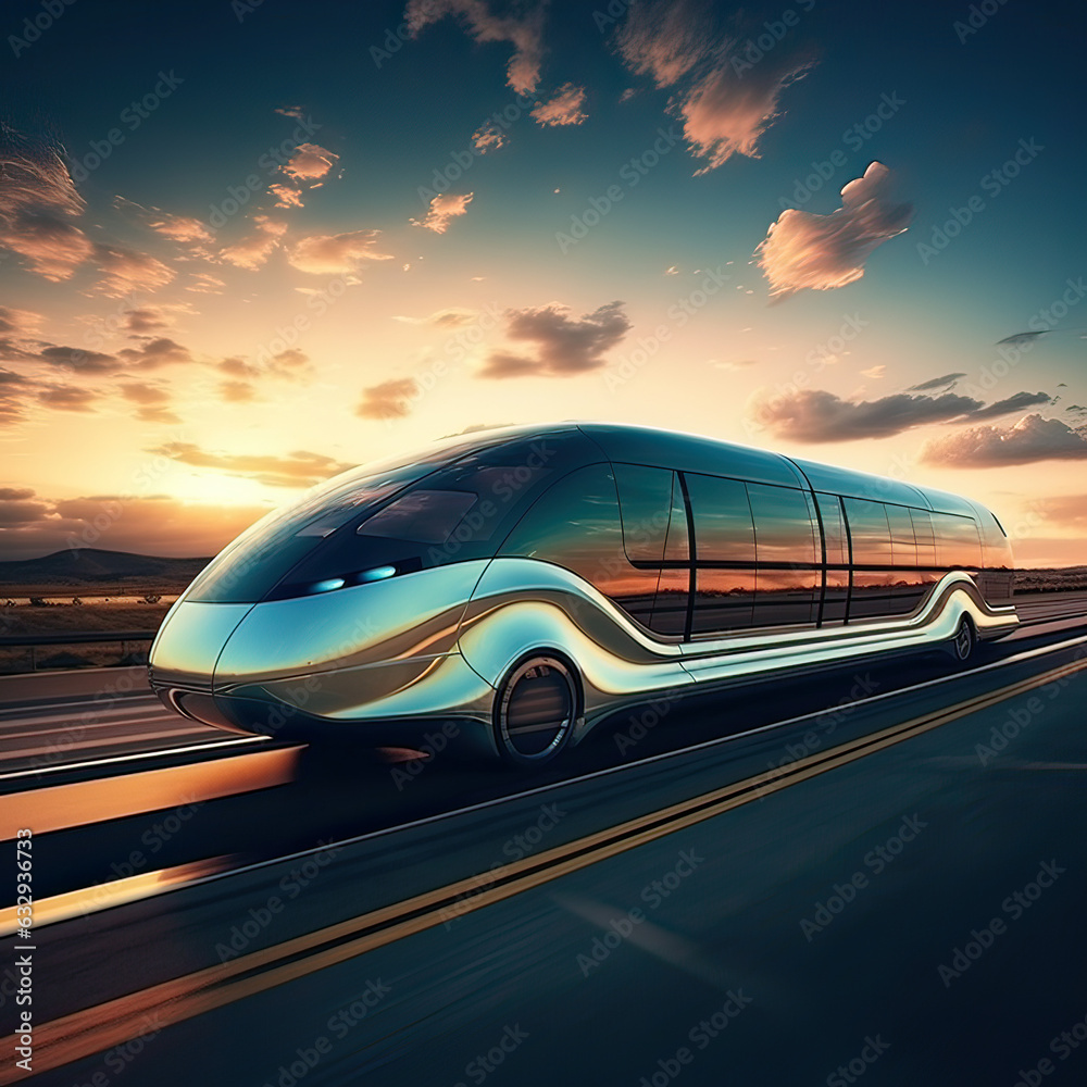 The high-speed train of the future in the city. high-speed rail travel ...