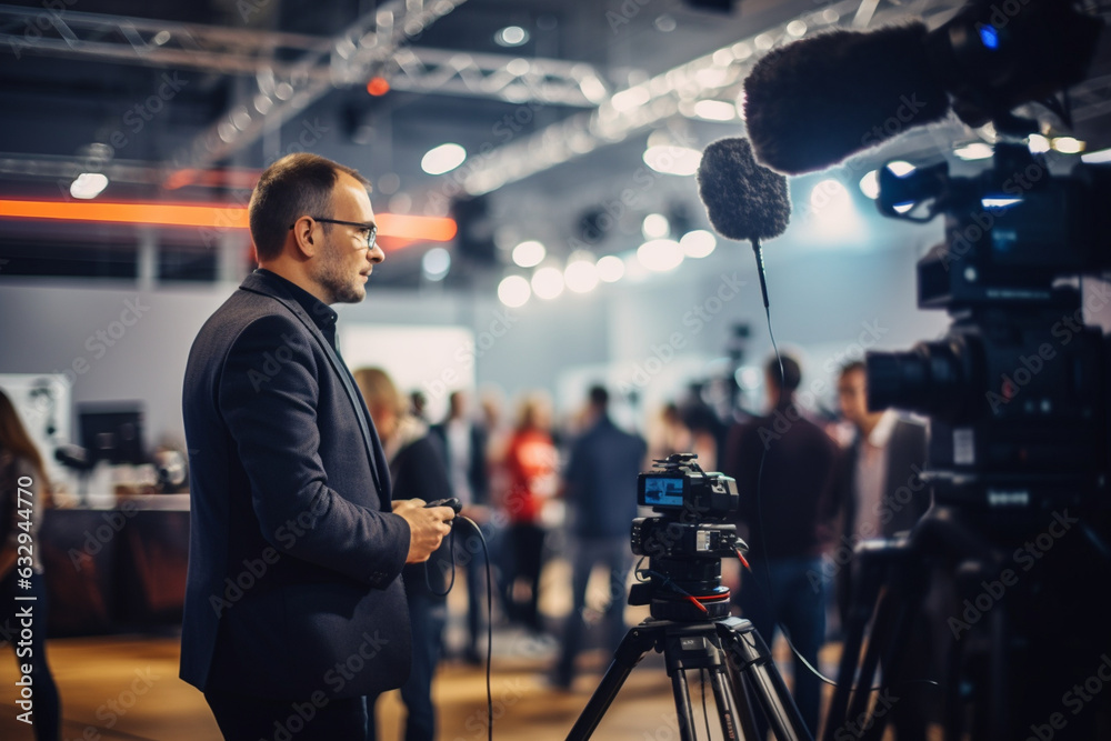 Journalist at a technology event, documenting the latest innovations ...