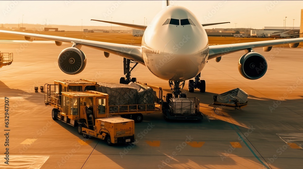 Cargo Plane Soaring Through Blue Skies with Containers Secured in Its ...