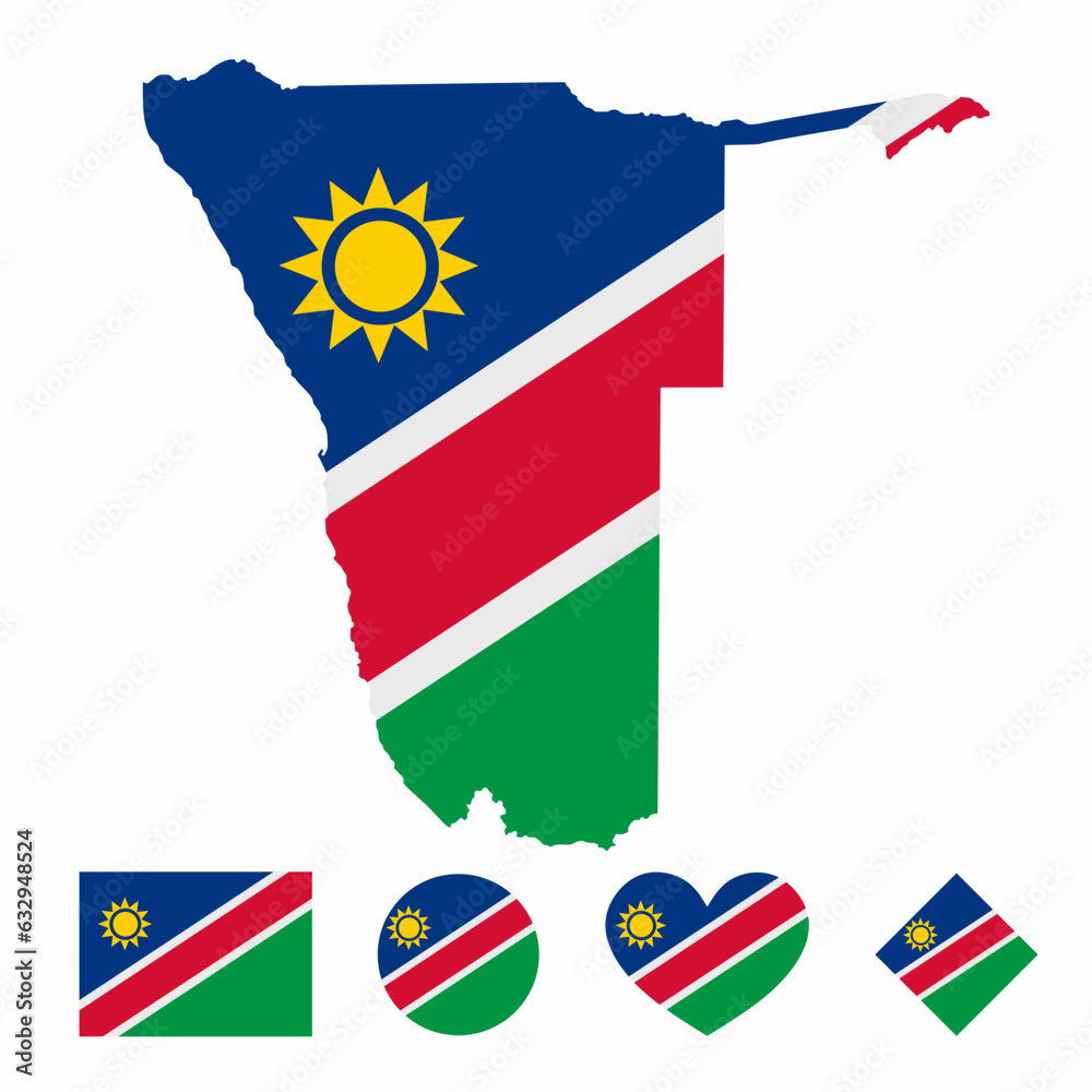 Vector of Namibia map flag with flag set isolated on white background ...